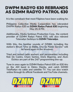 Philippines: DZMM, Teleradyo return on air after two years - RadioInfo Asia